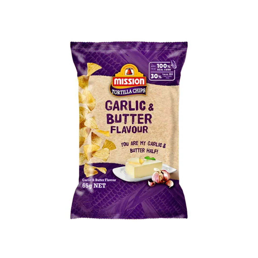 Mission - Garlic & Butter Chips 65Gr (30/Carton) – Tasty Snack Indonesia