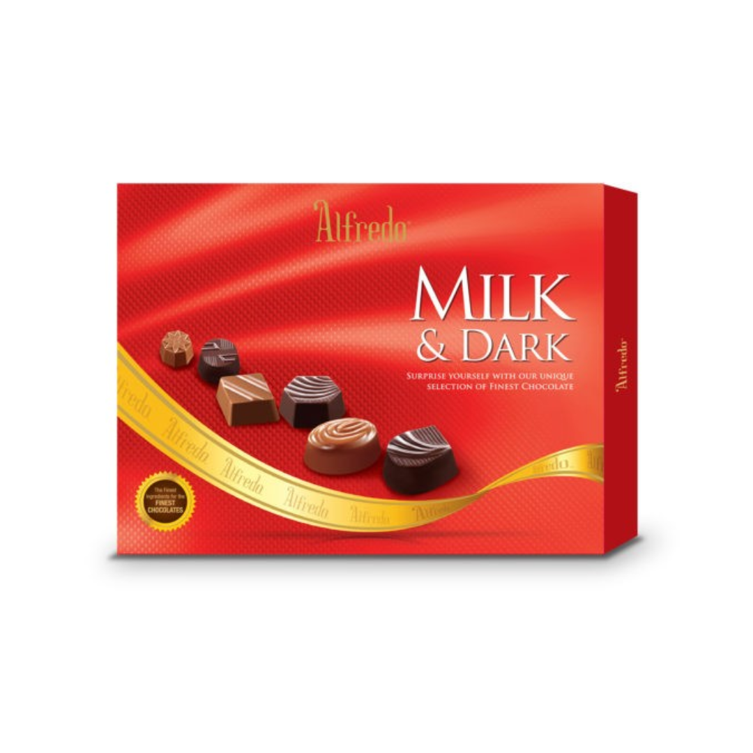 Alfredo - Fine Milk & Dark Choco 110Gr (30/Carton) – Tasty Snack Indonesia
