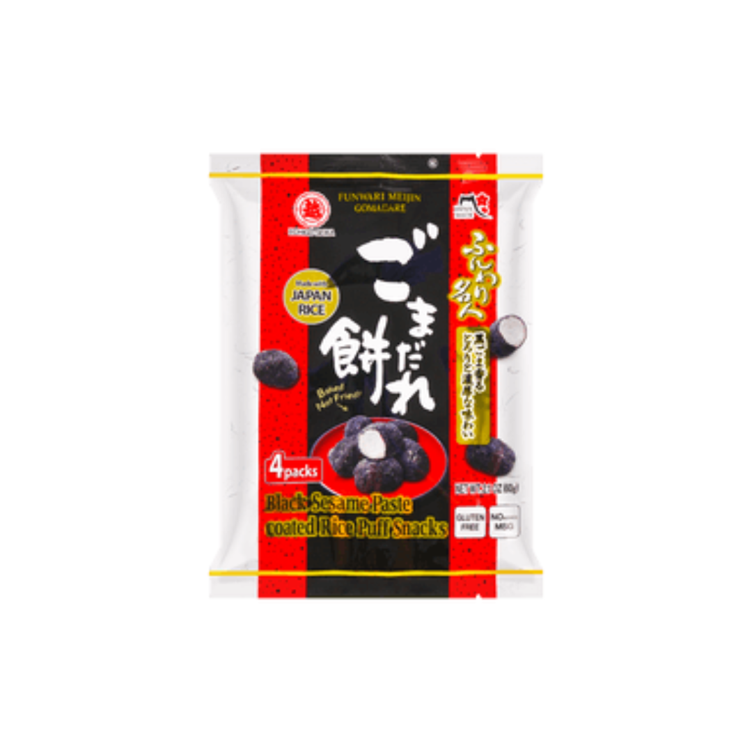 Echigo Seika - Black Sesame Paste Coated Rice Puff Snack 60Gr (12/Cart ...
