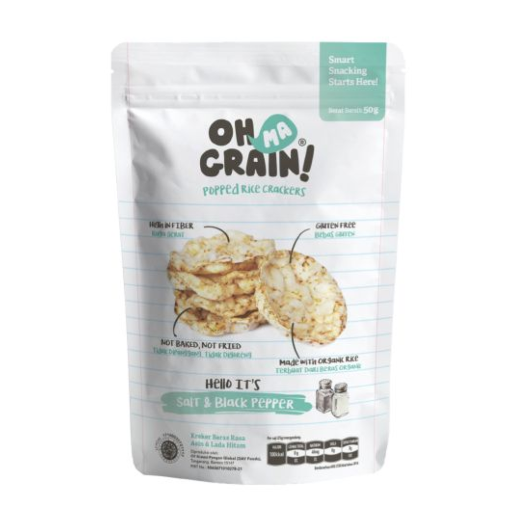 Oh Ma Grain! - Popped Rice Crackers Salt & Black Pepper 50Gr (24/Carto ...