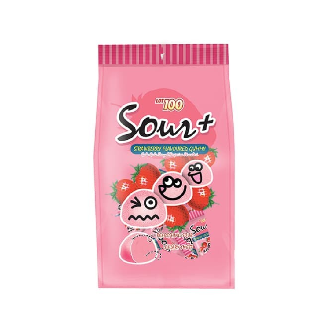 Lot 100 - Sour Plus Gummy Strawberry 100Gr (24/Carton) – Tasty Snack ...