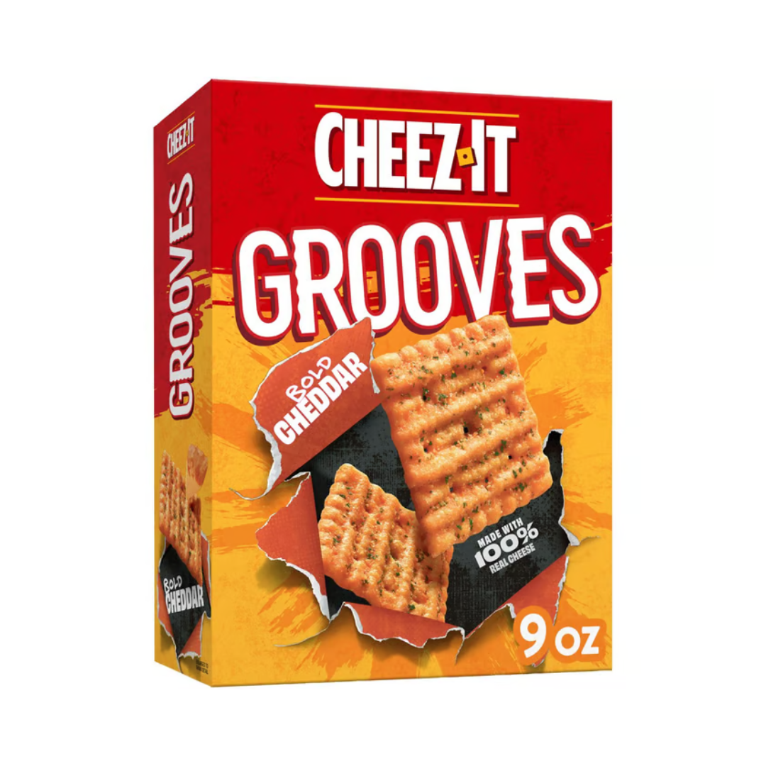 Cheez It - Grooves Bold Cheddar Crackers 9Oz (12/Carton) – Tasty Snack ...