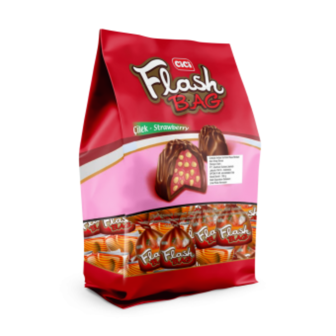 Cici - Flash Bag Strawberry 300Gr (12/Carton) – Tasty Snack Indonesia
