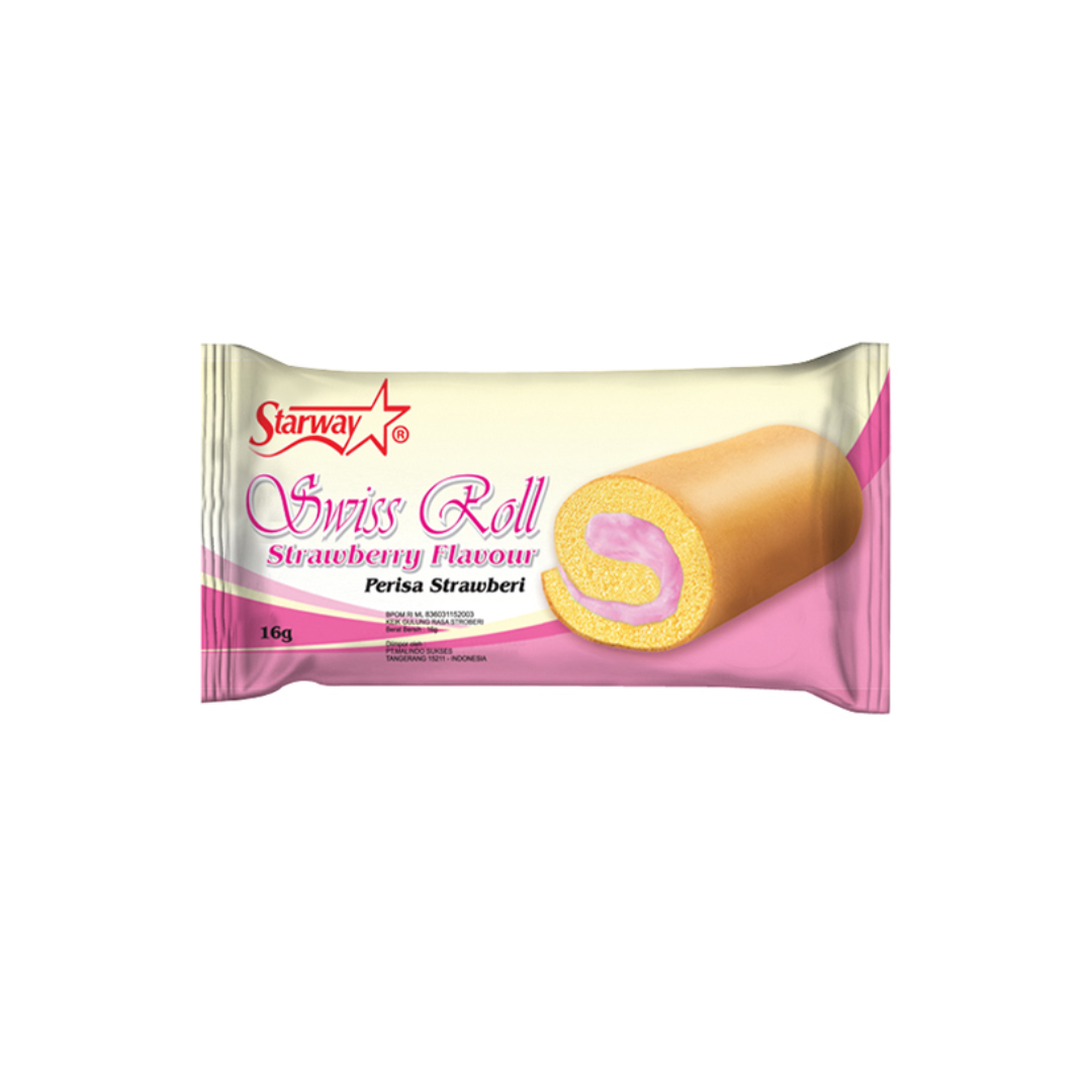 Starway - Swiss Roll Strawberry 16Gr (22/Carton) – Tasty Snack Indonesia