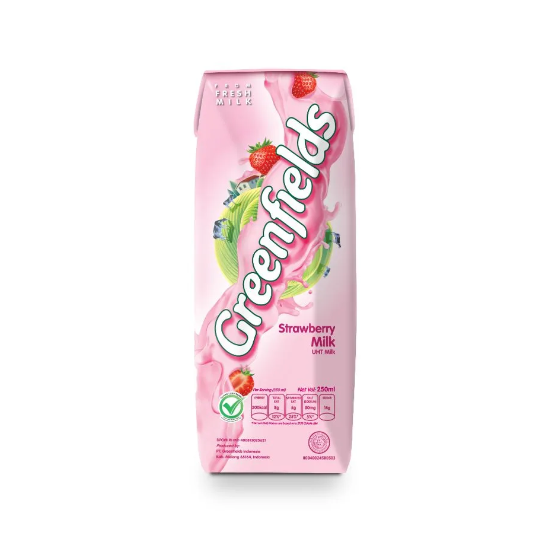 Greenfield - UHT Strawberry 250Ml (32/Carton) – Tasty Snack Indonesia