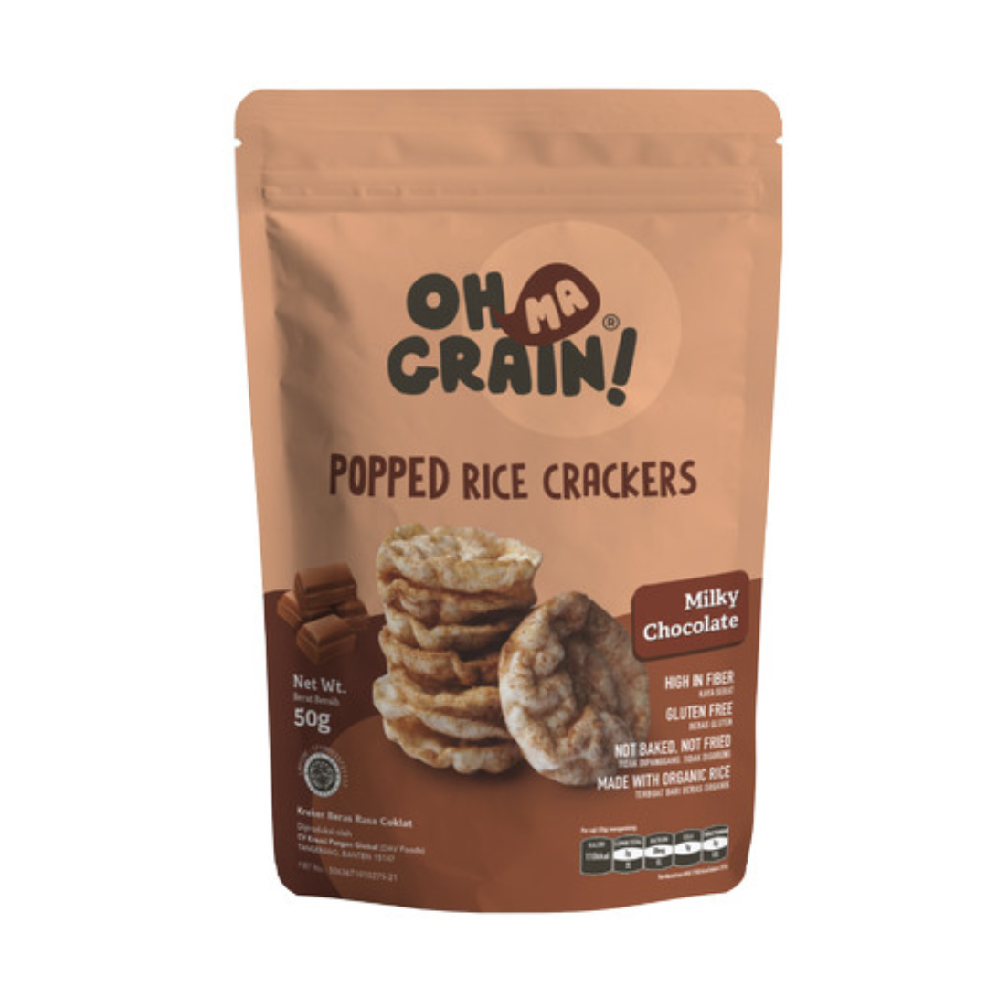 Oh Ma Grain! - Popped Rice Crackers Milky Chocolate 50Gr (24/Carton ...