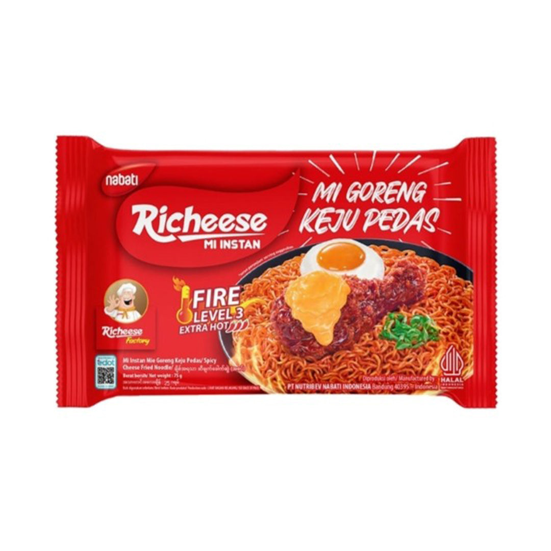 Nabati - Richeese Mi Goreng Keju Pedas Fire Level 3 Pck 75Gr (40/Carto ...