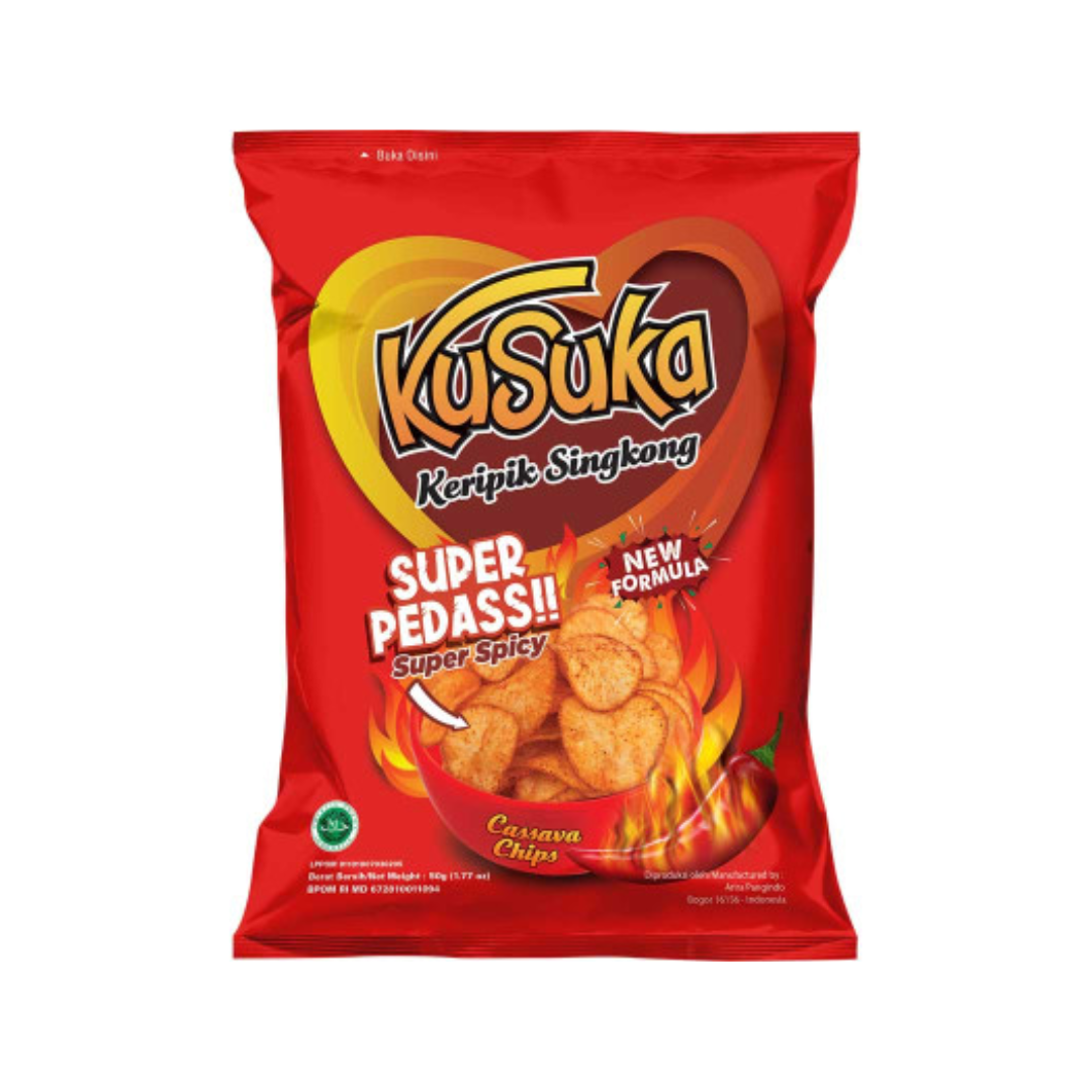 Kusuka - Keripik Singkong Super Pedas 50Gr (20/Carton) – Tasty Snack ...