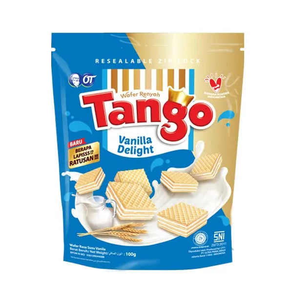 Tango - Wafer Vanilla Milk Pouch 100Gr (18/Carton) – Tasty Snack Indonesia